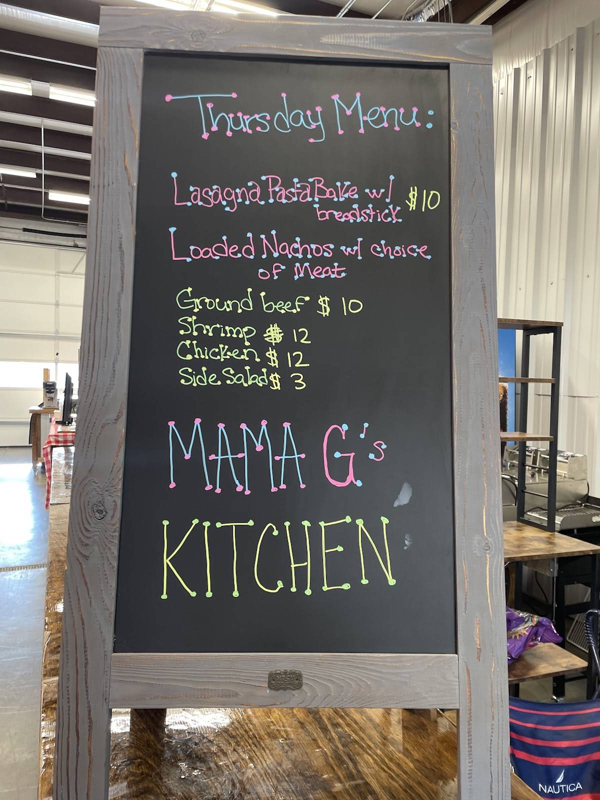 Menu at Mama G’s kitchen restaurant, Springfield