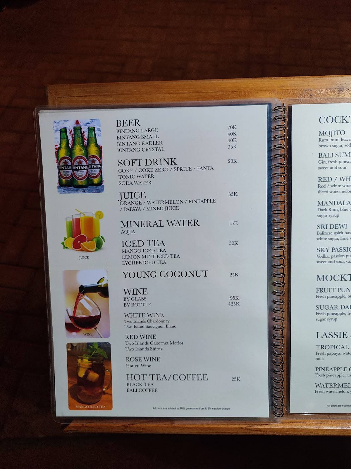 Menu at Mandala Restaurant & Bar Nusa Dua, Kuta Selatan
