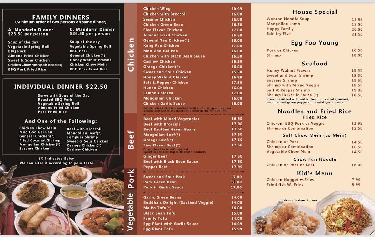 Menu at Mandarin Kitchen restaurant, Des Moines
