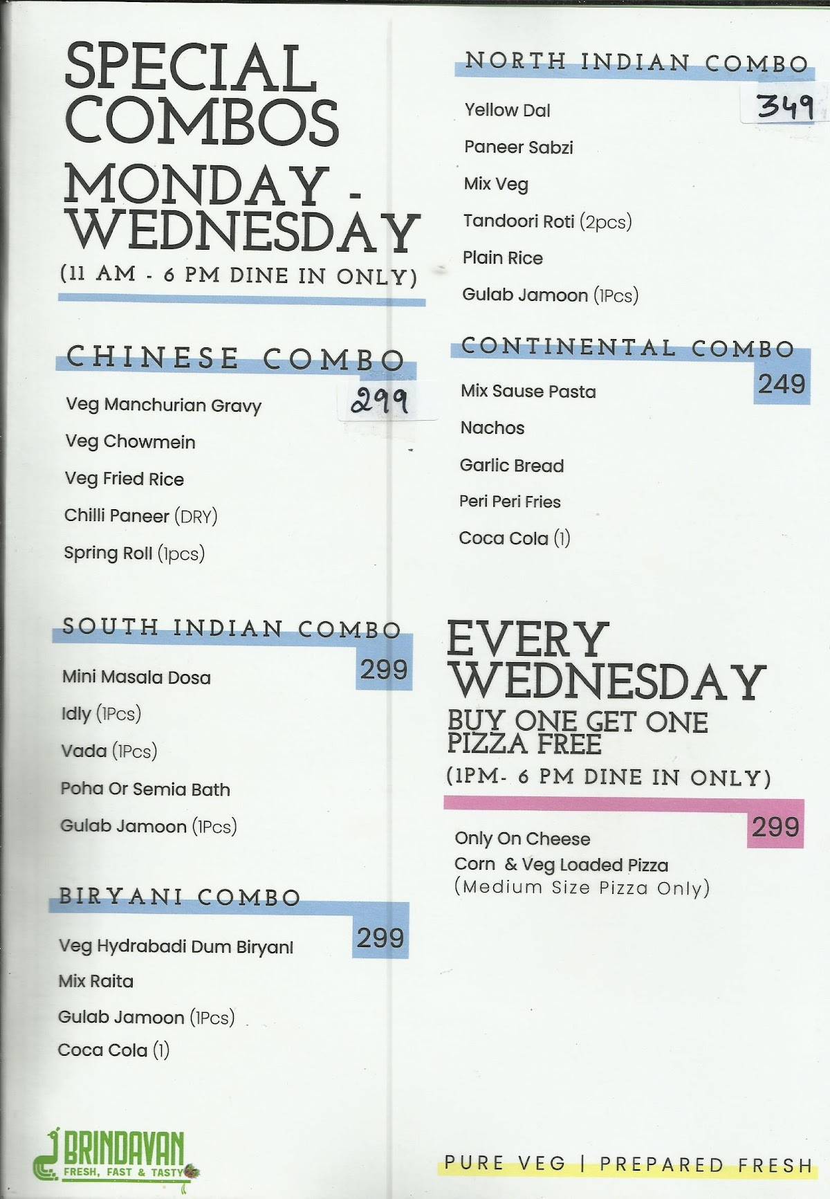 Menu at Brindavan Pure Veg Restaurant, Mandi