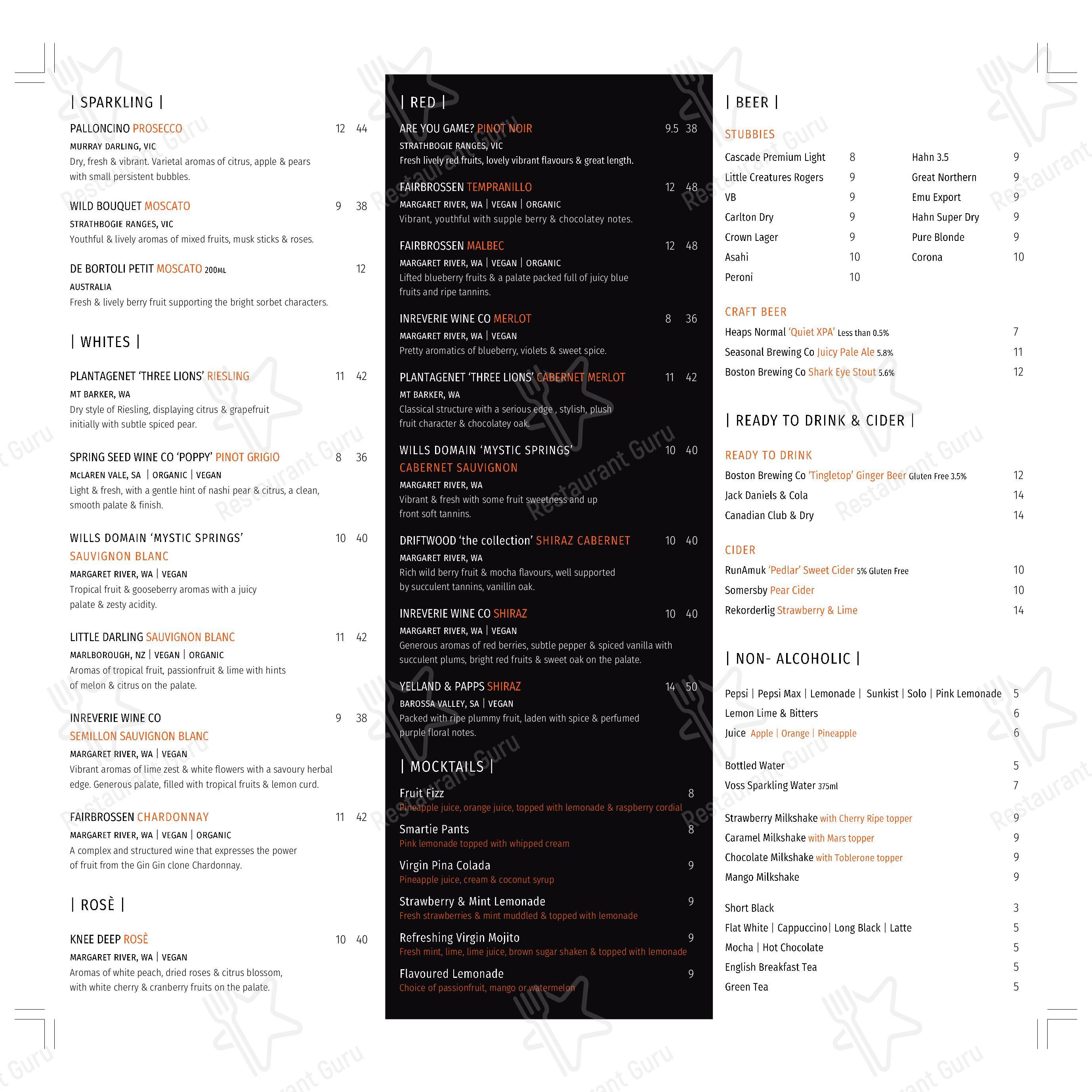 Menu at Mandurah Steakhouse, Mandurah