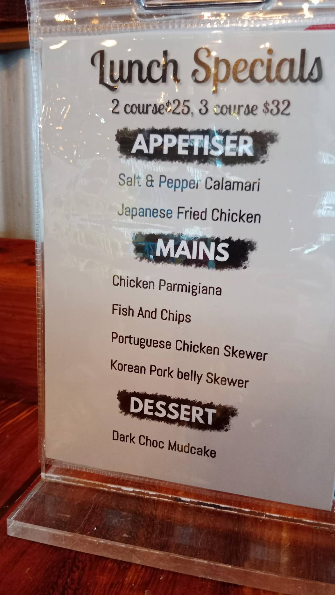 Menu at Mandurah Steakhouse, Mandurah