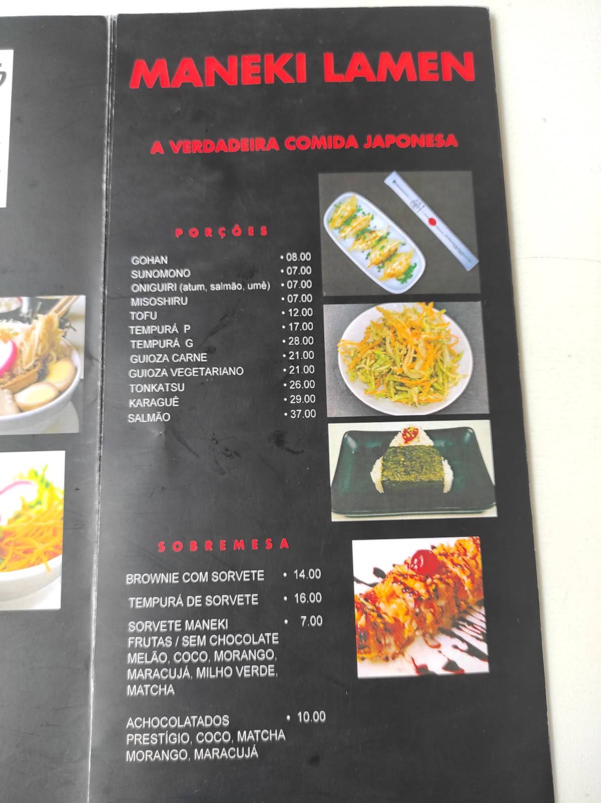 Menu em Maneki Lamen restaurante, Curitiba