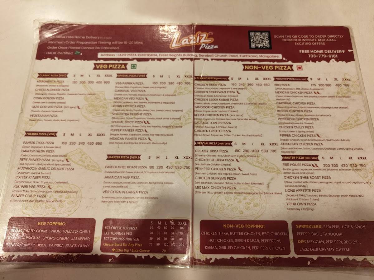 Menu at Laziz Pizza, Mangaluru, Bajpe Main Rd