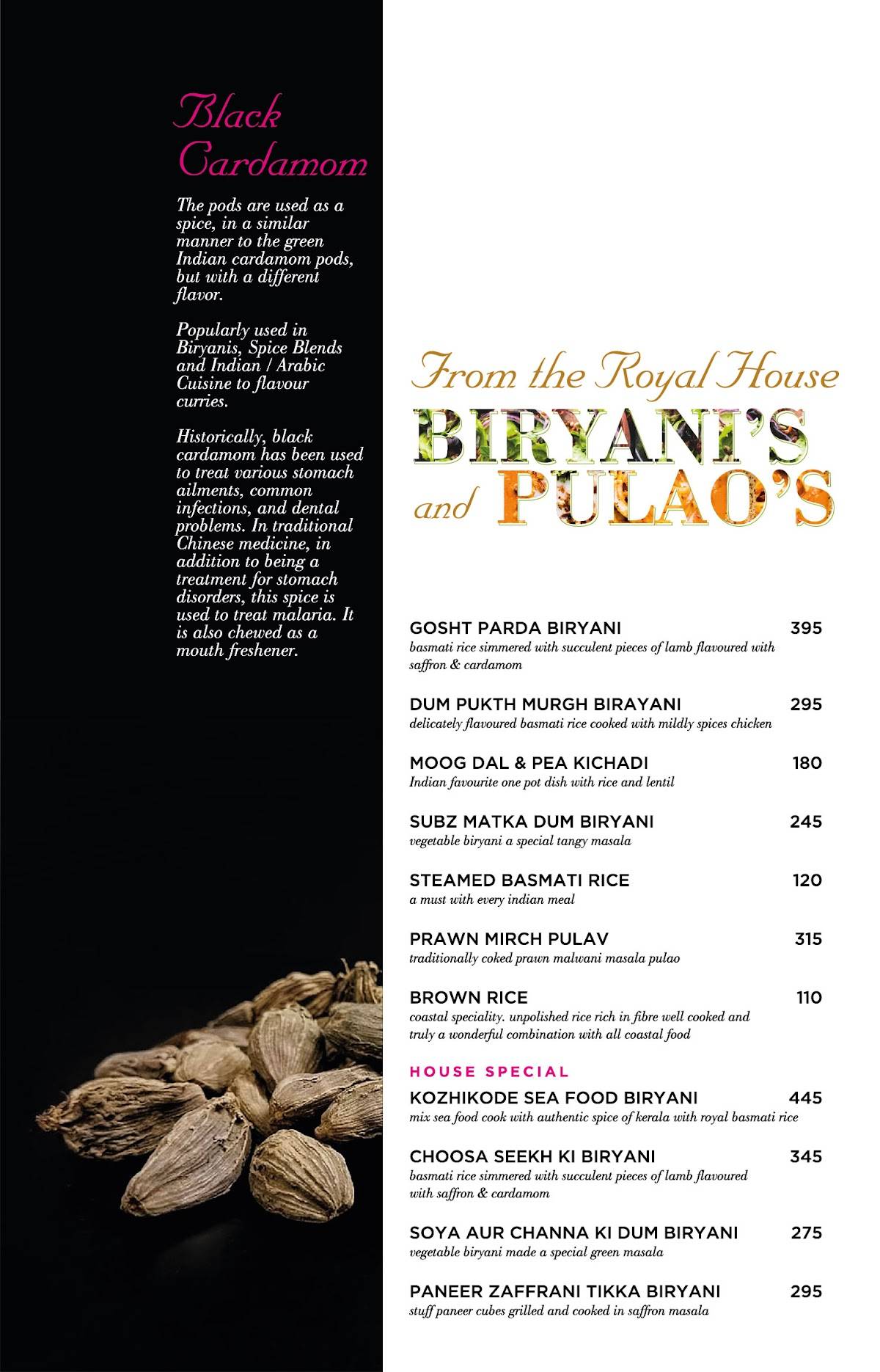 Menu at Urban House, Mangaluru