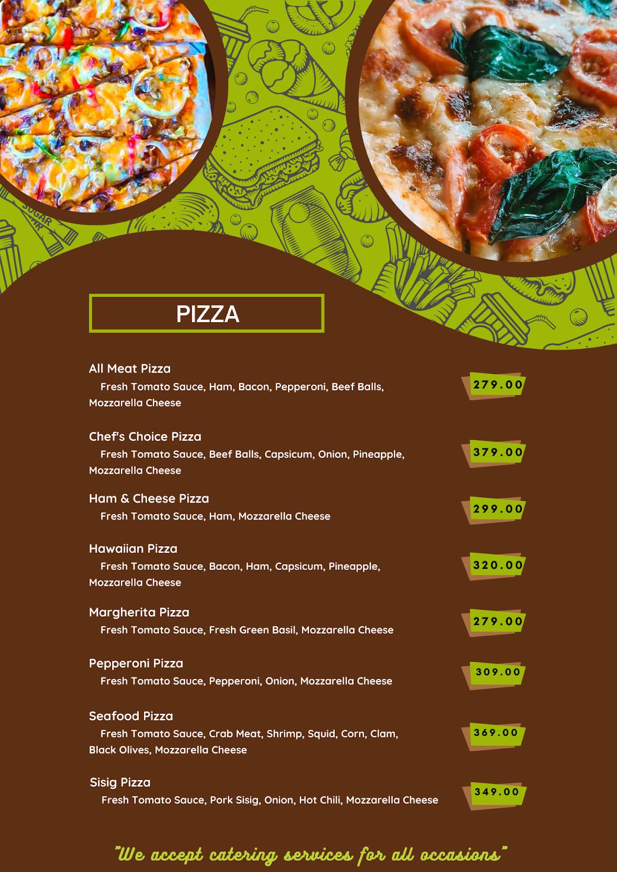Menu at Mangrove Cafe, Gubat