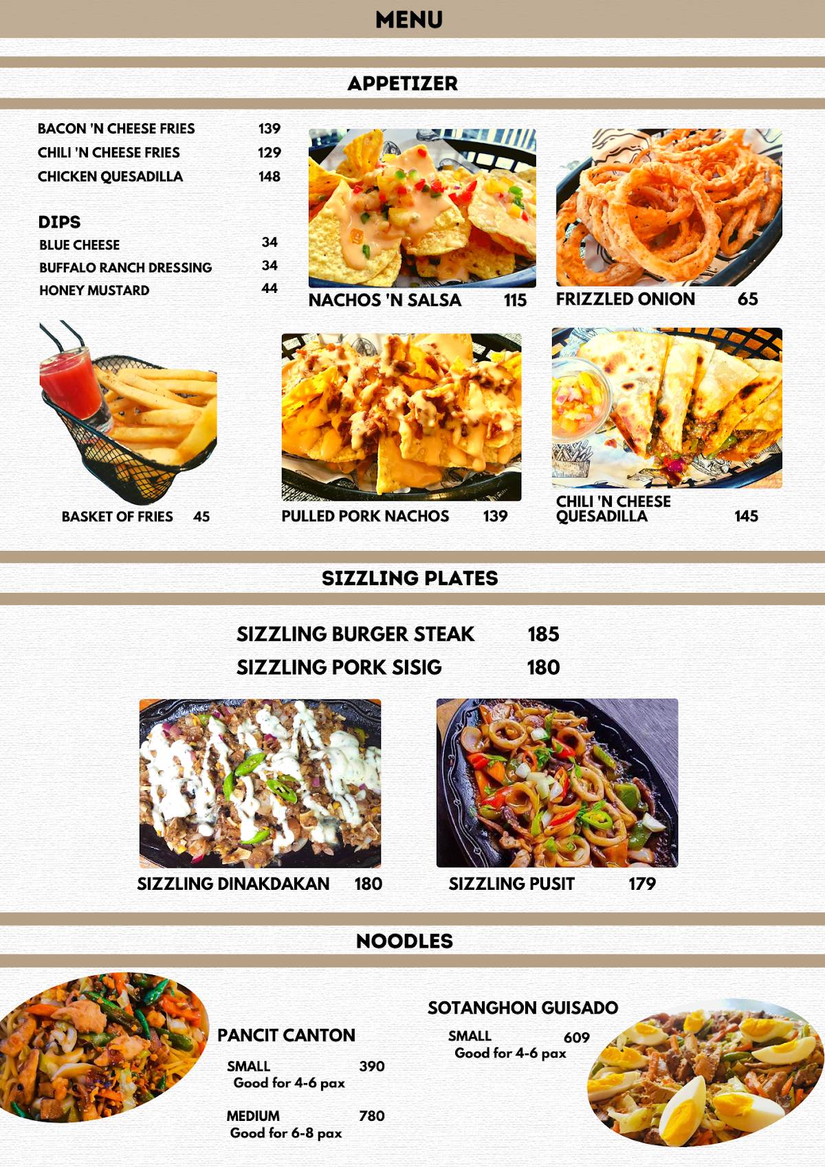 Menu at Mangrove Cafe, Gubat