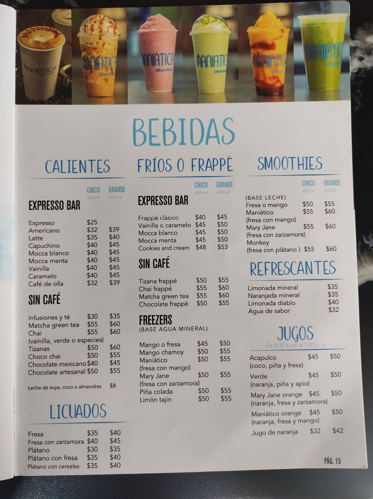 Carta de Maniática Café - Milenio III, Santiago de Querétaro