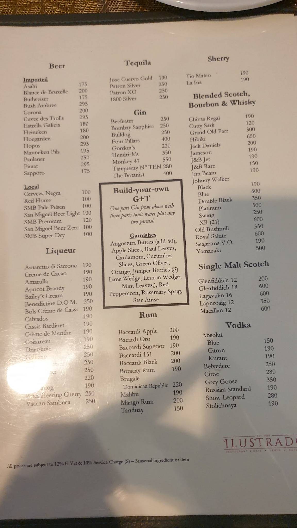 Menu at Ilustrado Restaurant, Manila, two-way