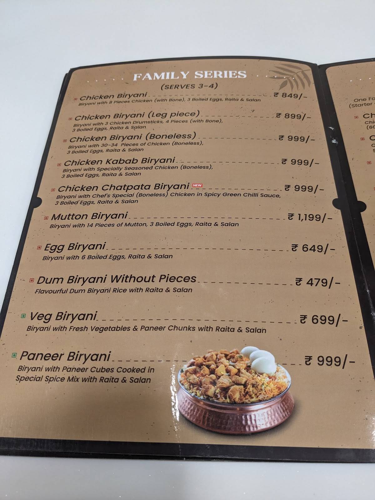Menu at Mani's Dum Biryani - Sarjapura, Bengaluru