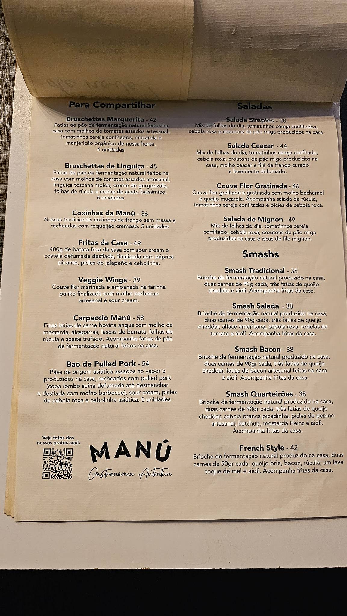 Menu em Manú Café Bakery Pizza, Presidente Prudente