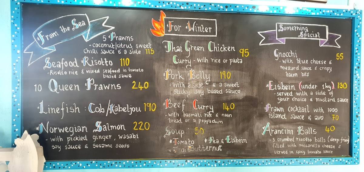 Menu at Marc's Beach Bar, Langebaan, Club Mykonos Resort