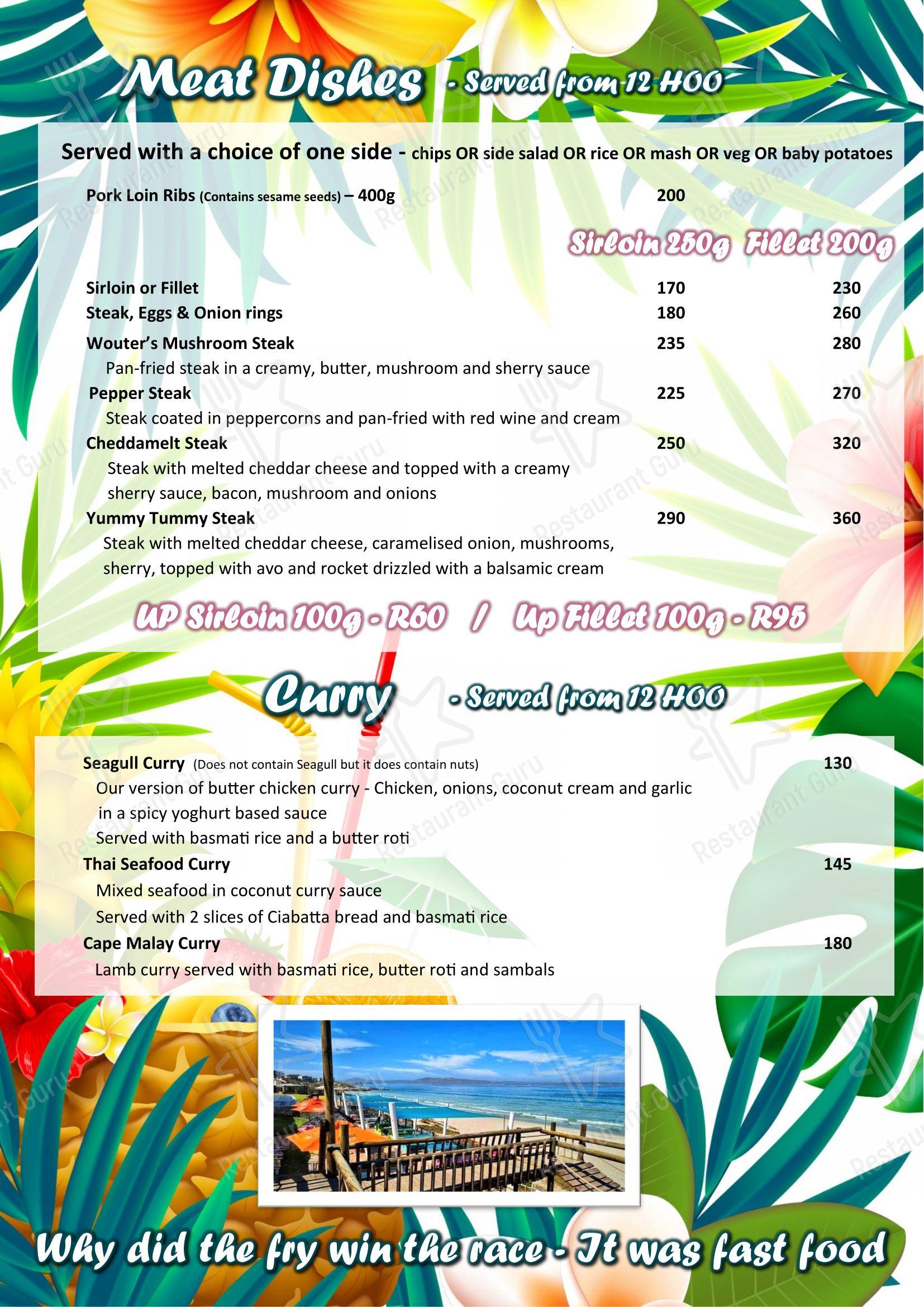 Menu at Marc's Beach Bar, Langebaan, Club Mykonos Resort