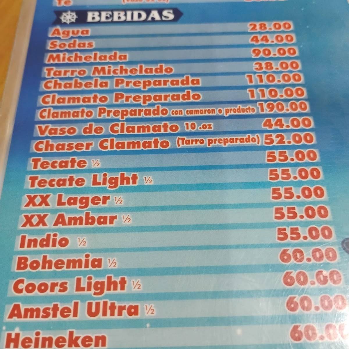 Carta de Mariscos La Barra Mi Capitan, Mexicali, Calz. Cuauhtémoc 802
