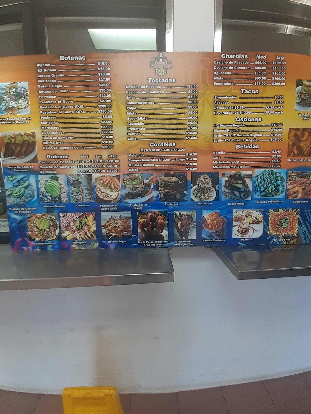 Carta del restaurante Mariscos el bigoton, Los Angeles, Nadeau St