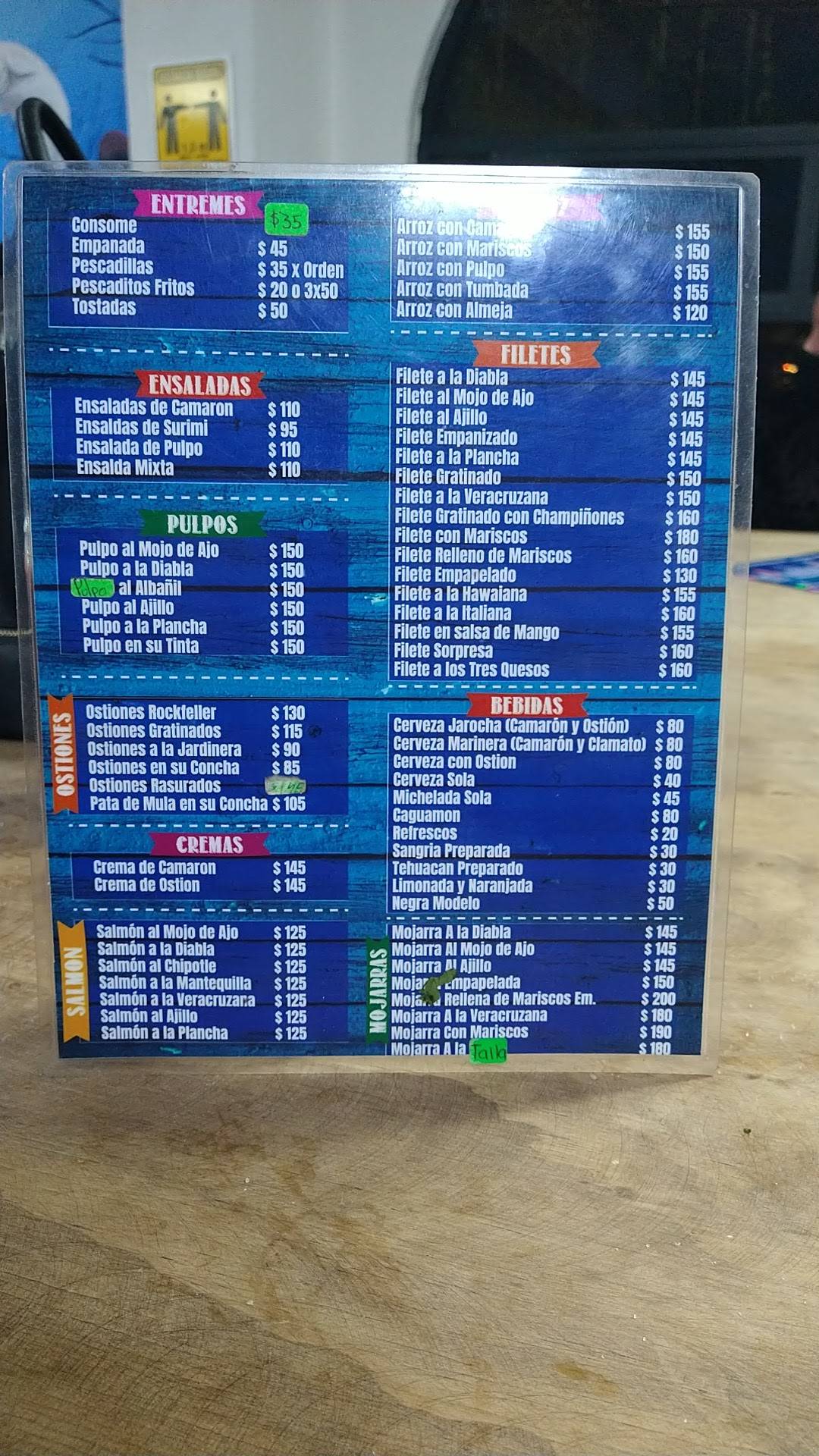 Carta del restaurante Marisquería El Pirata, Mexico, Claudio Alcocer Mz ...