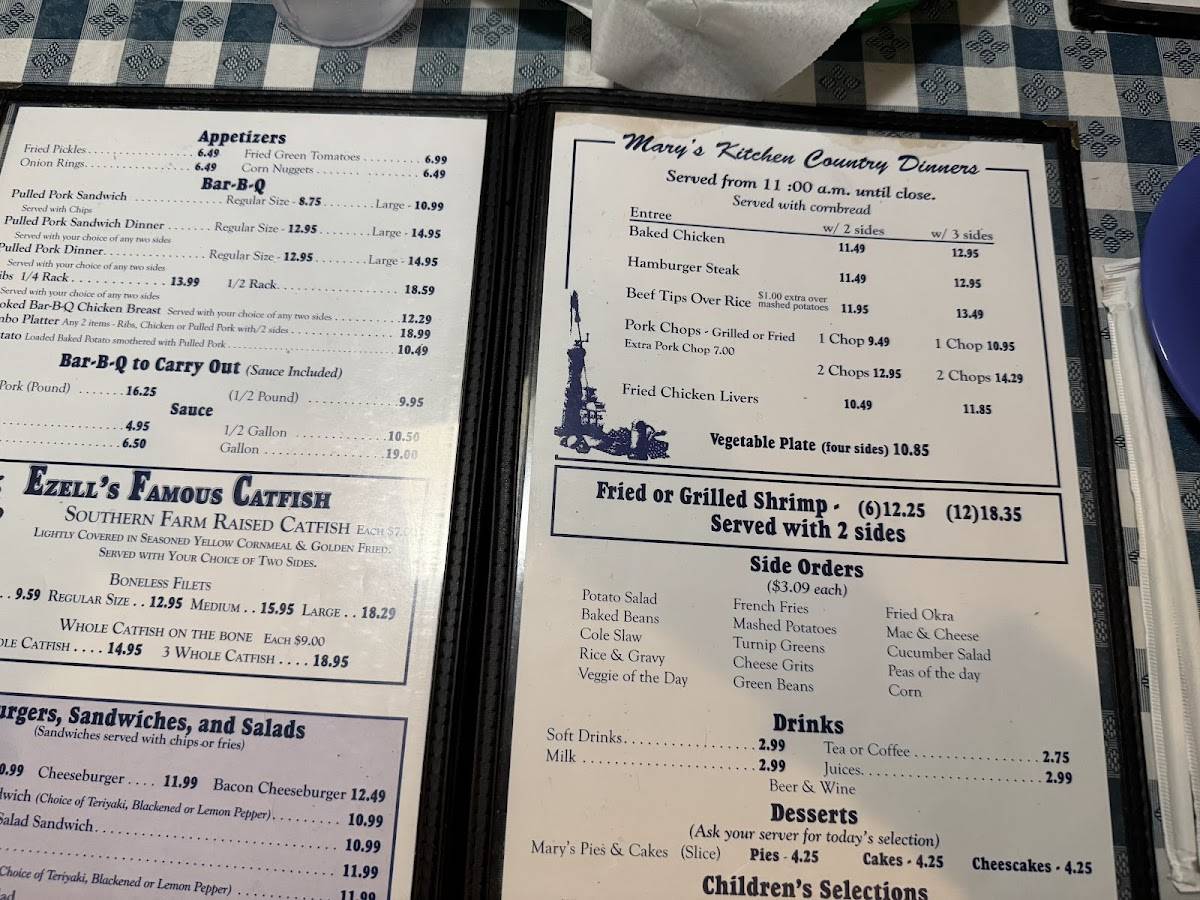 Menu at Mary's Kitchen restaurant, Fort Walton Beach, 99 Eglin Pkwy NE