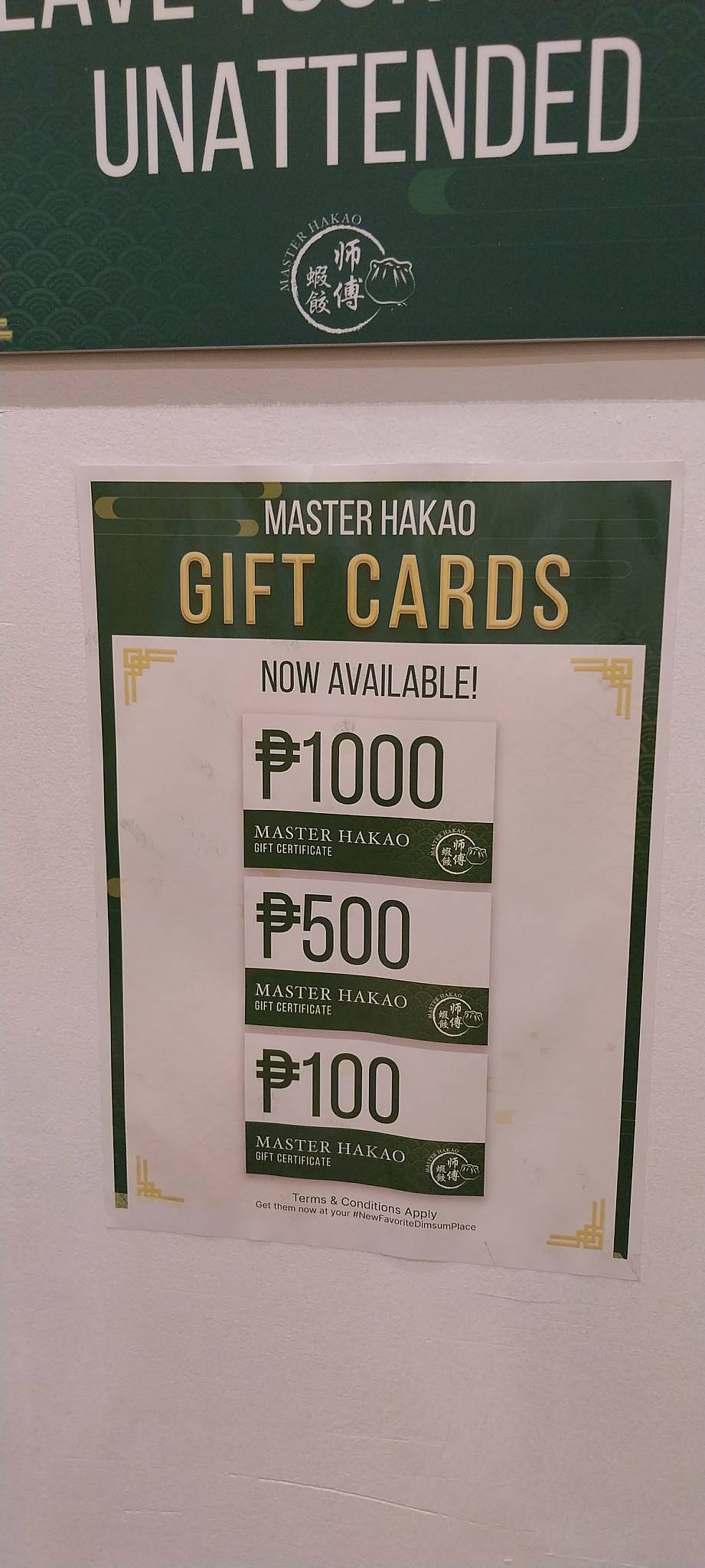 Menu at Master Hakao restaurant, Las Pinas
