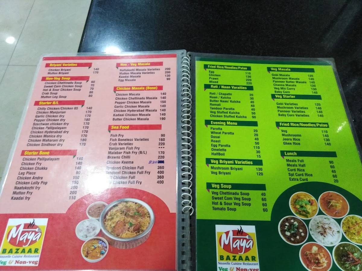 Menu at Maya Bazaar Restaurant, Erode, 8PP9+29P