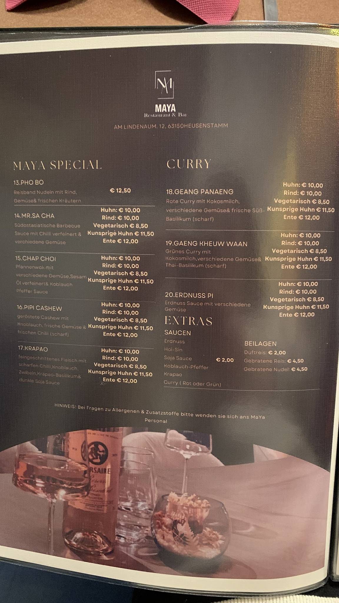 Speisekarte von Maya Restaurant & Bar, Heusenstamm