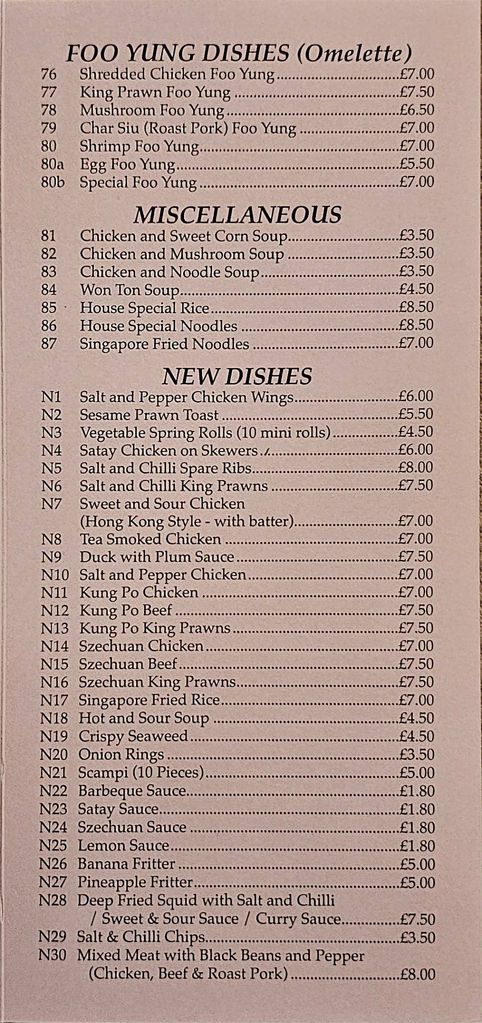 Menu at Mayflower Chinese and Fish & Chips fast food, Westoning
