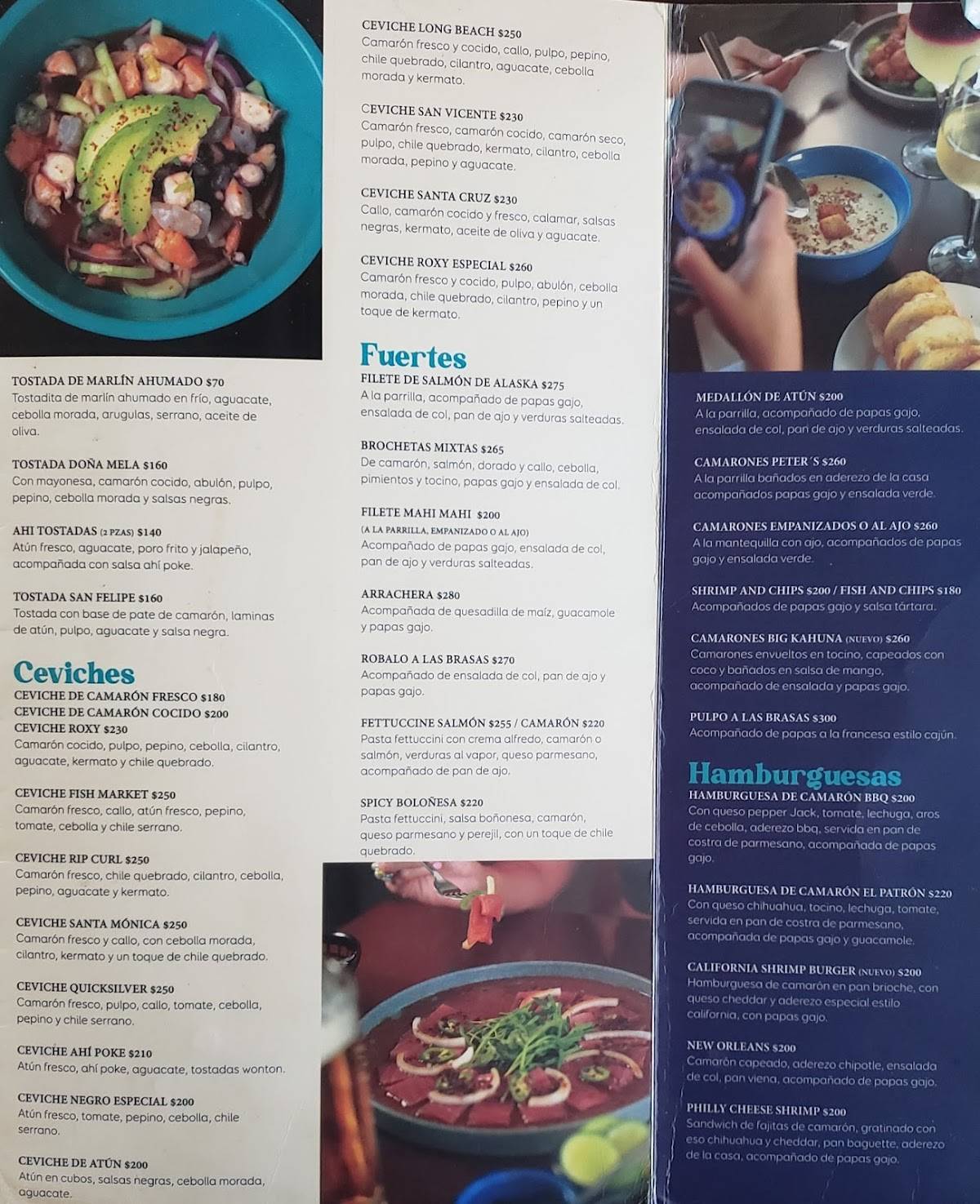 Menu at Fish Market Seafood Restaurant, Mazatlán, Sinaloa 1504 A
