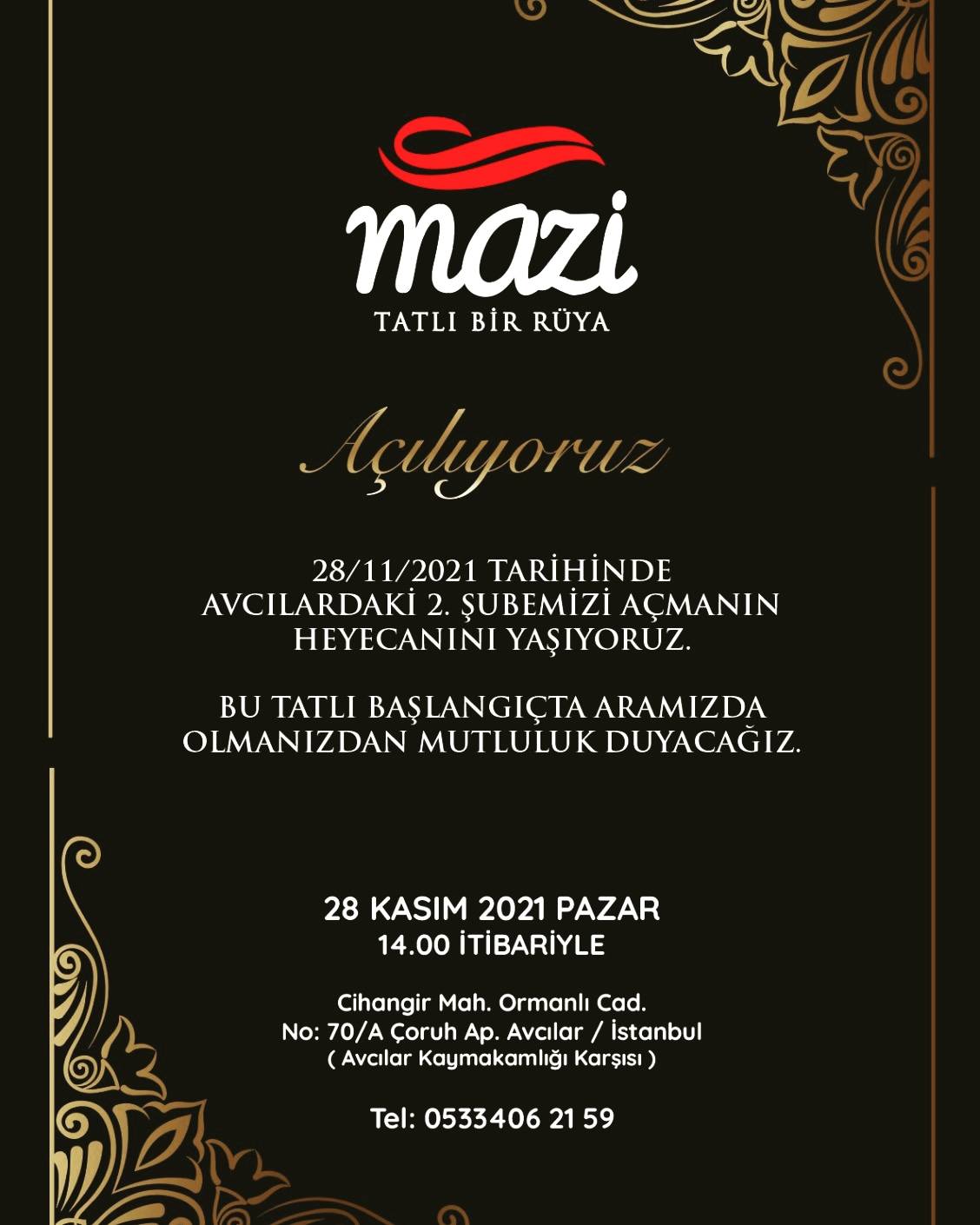 Menu at Mazi Tatlı, Istanbul