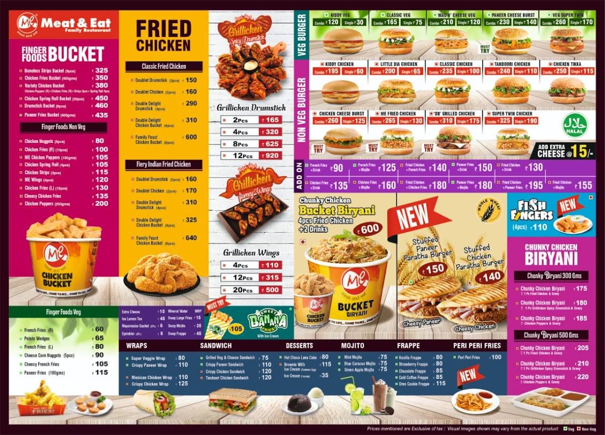 Menu at Meat and eat, Koothanallur