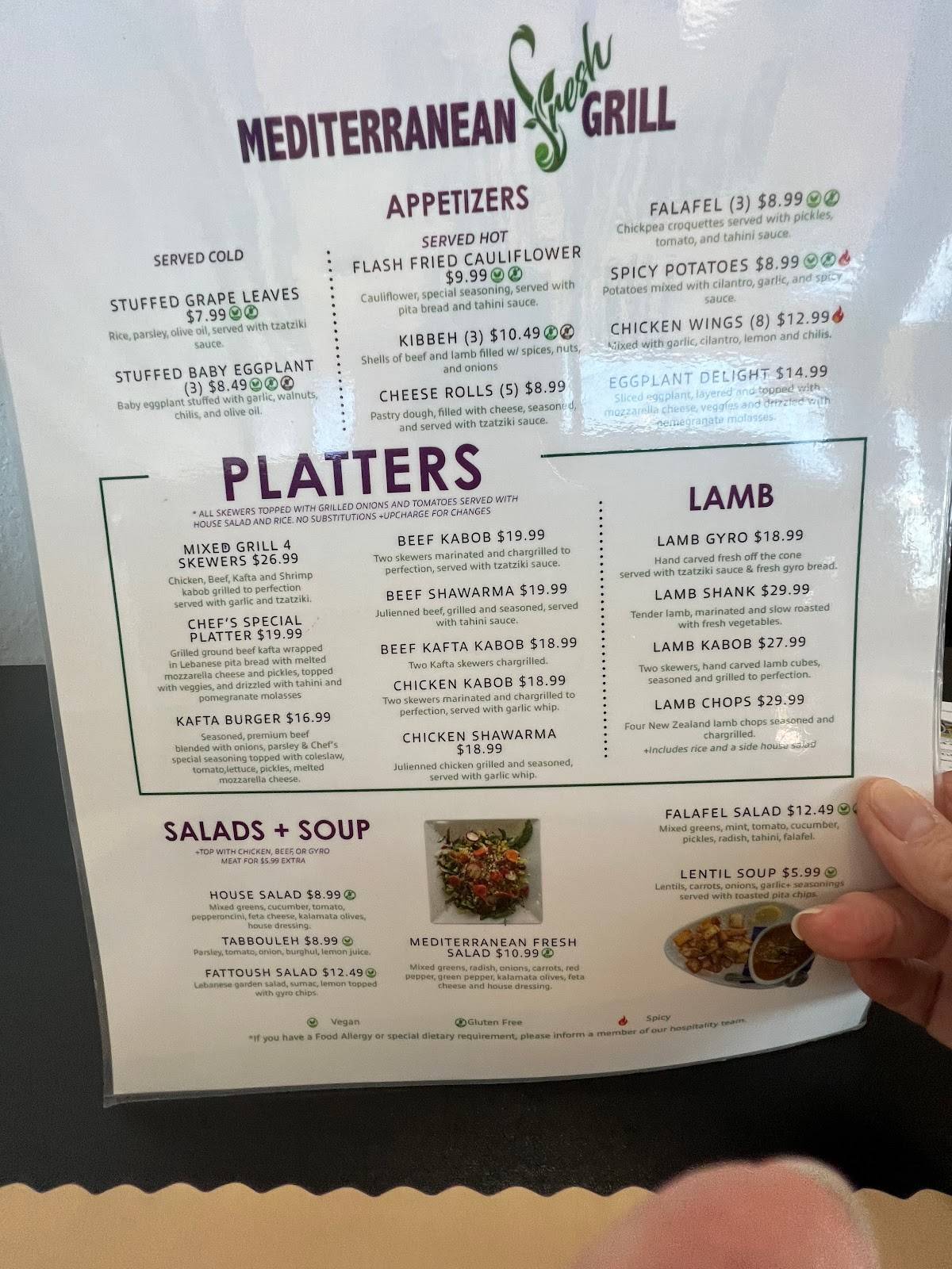 Menu at Mediterranean Fresh Grill restaurant, Winter Haven