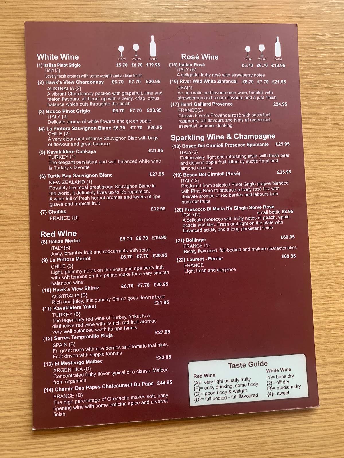 Menu at Mediterranean Steak and Wine steakhouse, Northwich