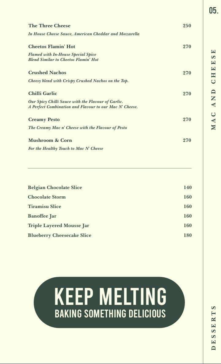 Menu at Meltado, Delhi