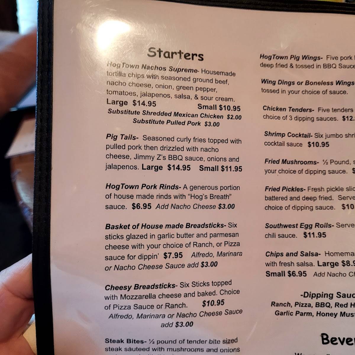 Menu at Melvin "Hog Town" Tavern pub & bar, Melvin