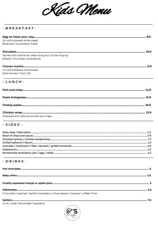 Menu at Truly Scrumptious cafe, Mentone