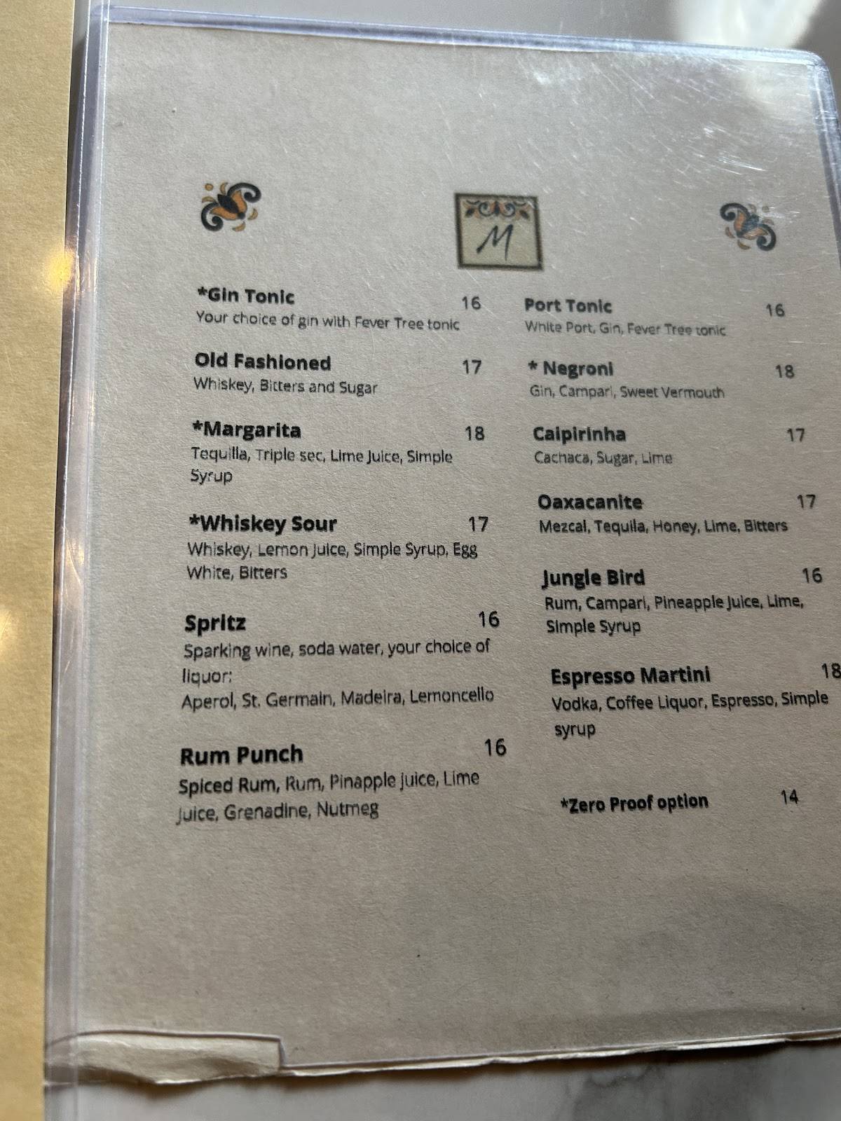 Menu at Mercado Restaurant, Toronto