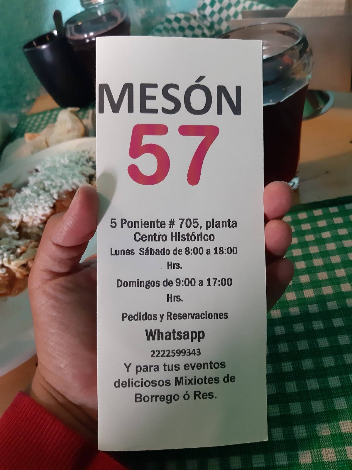 Carta de Mesón 57, Heroica Puebla de Zaragoza