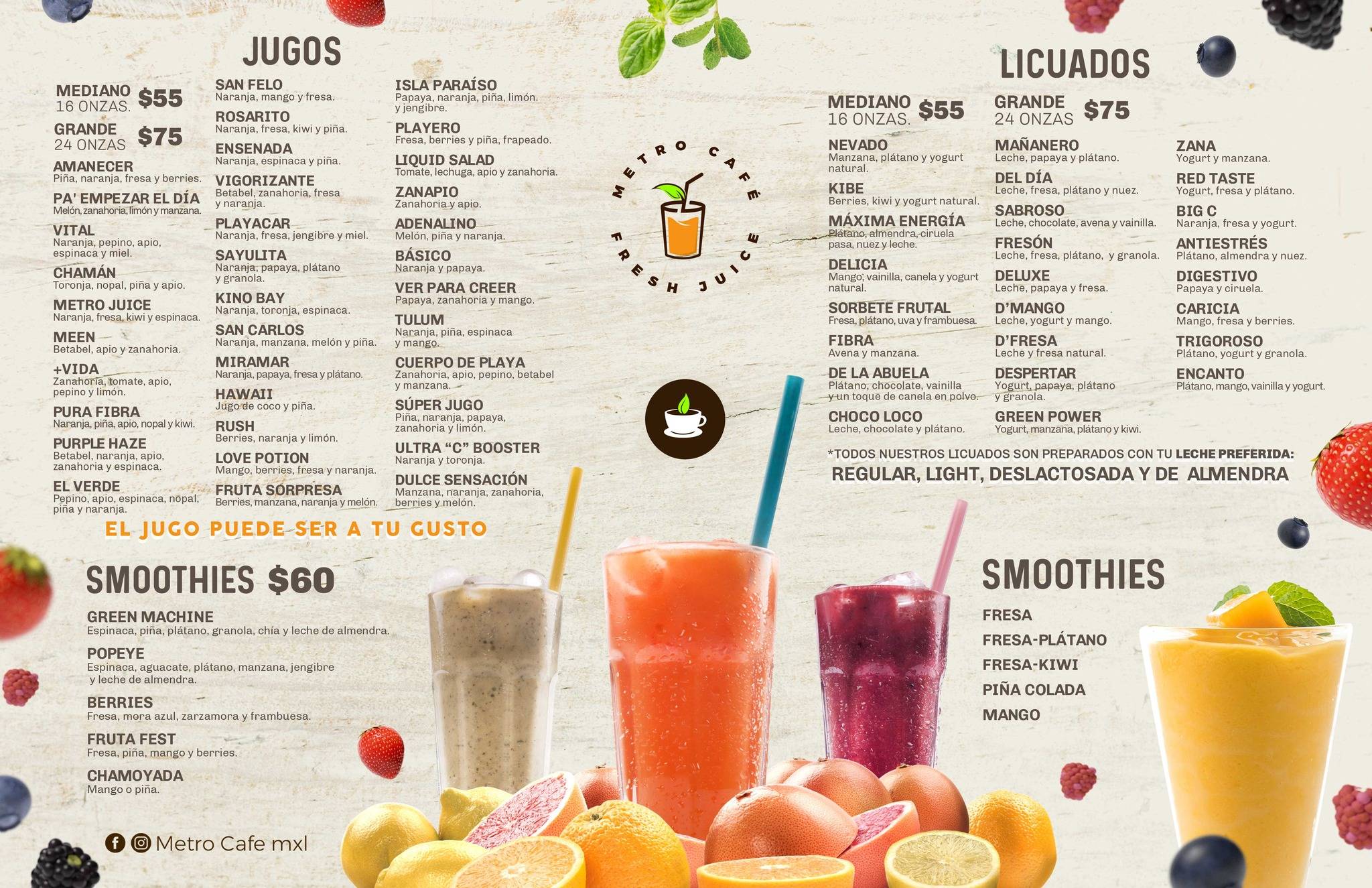 Carta de Metro Café, Mexicali