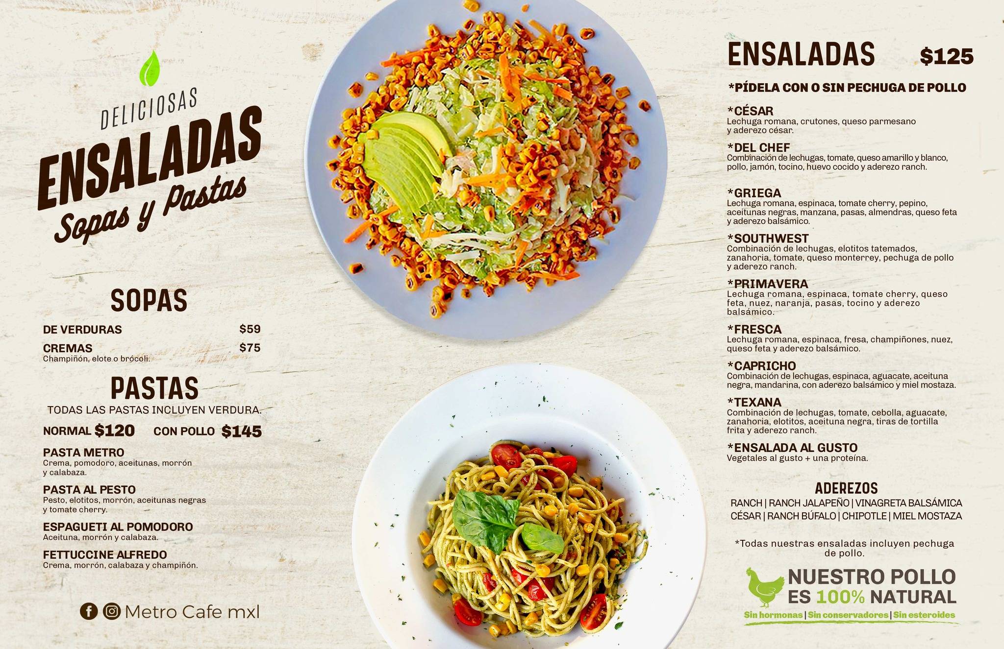 Carta de Metro Café, Mexicali