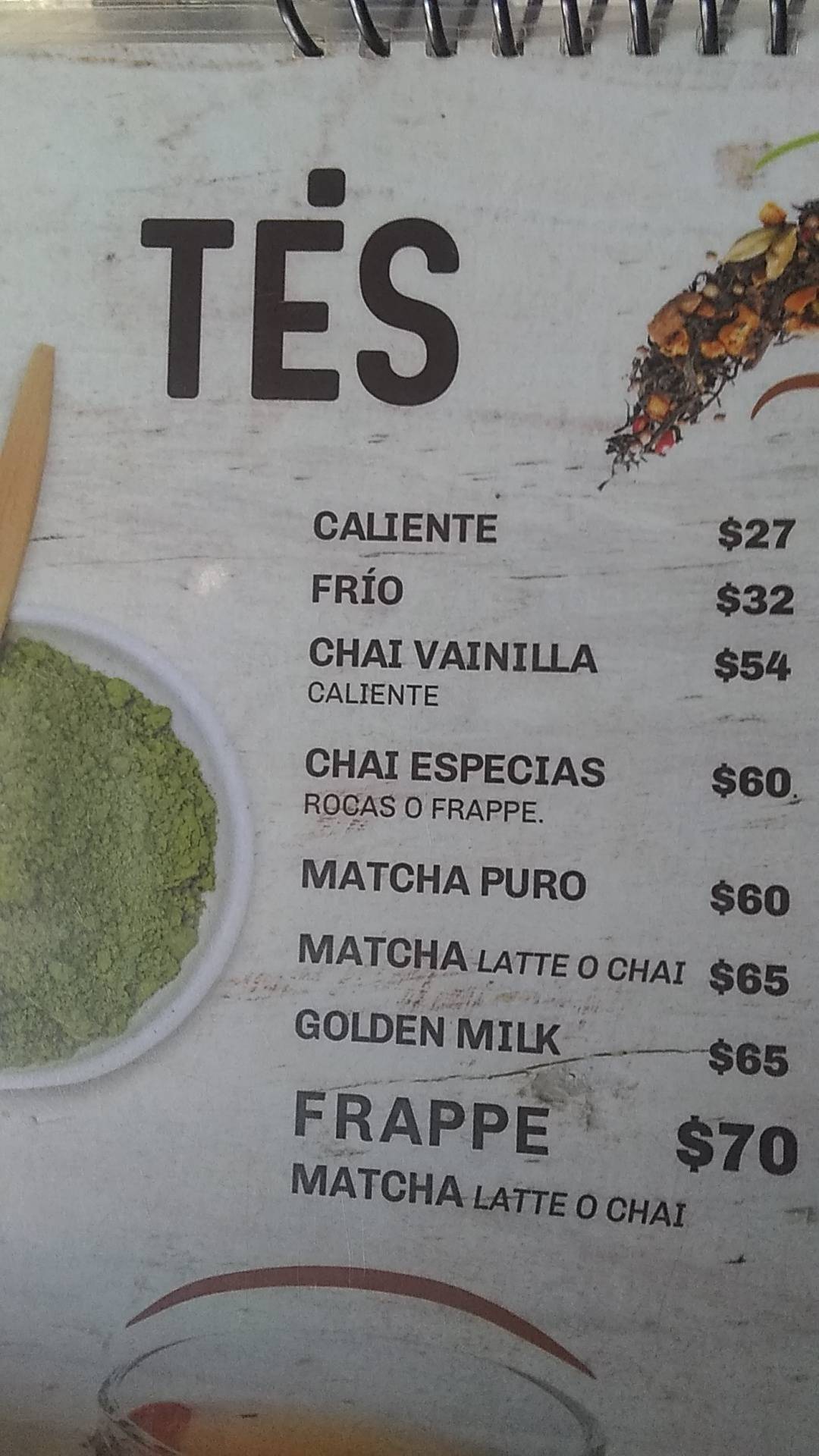 Carta de Metro Café, Mexicali
