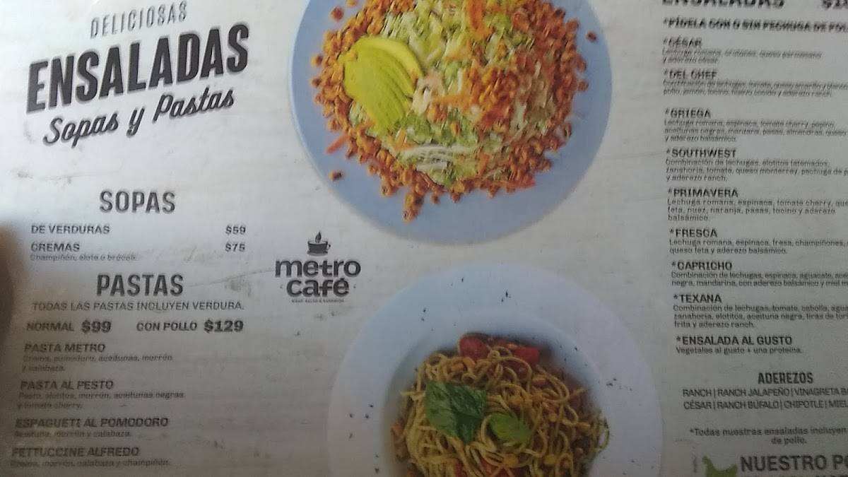 Carta de Metro Café, Mexicali