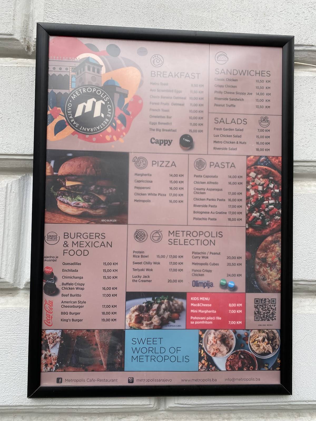 Speisekarte von Metropolis Midtown restaurant, Sarajevo