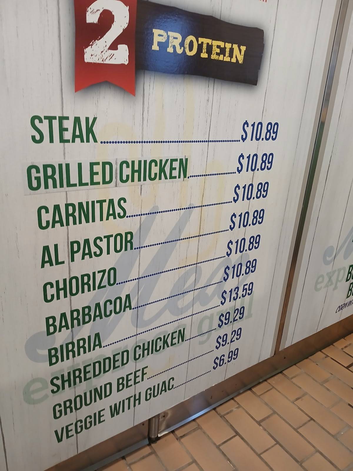 Menu at Mex Express Grill restaurant, Warsaw