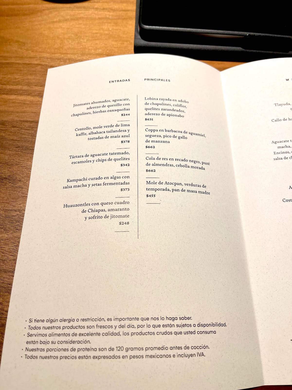 Carta del restaurante Quintonil, Ciudad López Mateos, Newton 55 Col ...