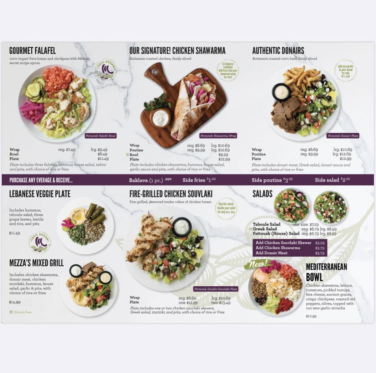 Menu at Mezza Lebanese Kitchen restaurant, Halifax, 14 Peakview Way
