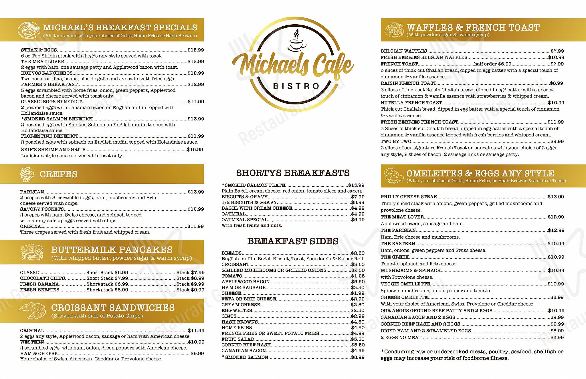 Menu at Michael's Cafe Bistro, Fort Lauderdale, NE 62nd St