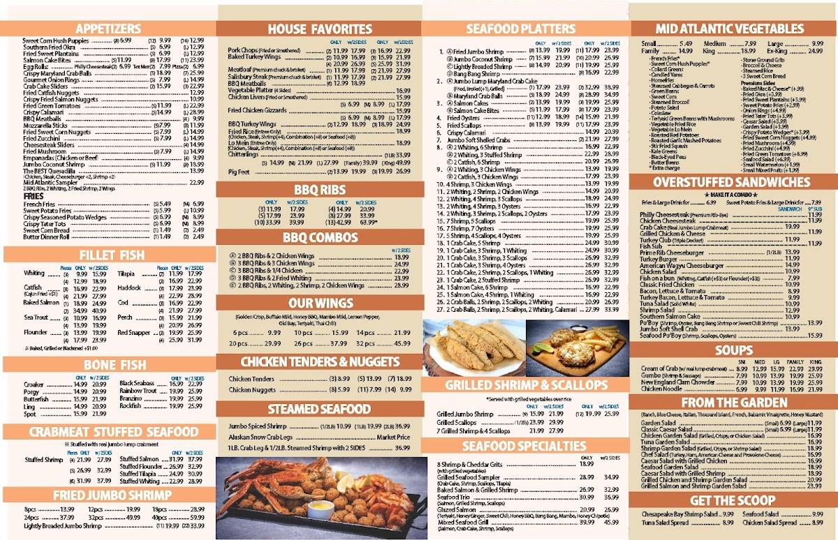 Menu at Mid Atlantic Seafood restaurant, Takoma Park, New Hampshire Ave