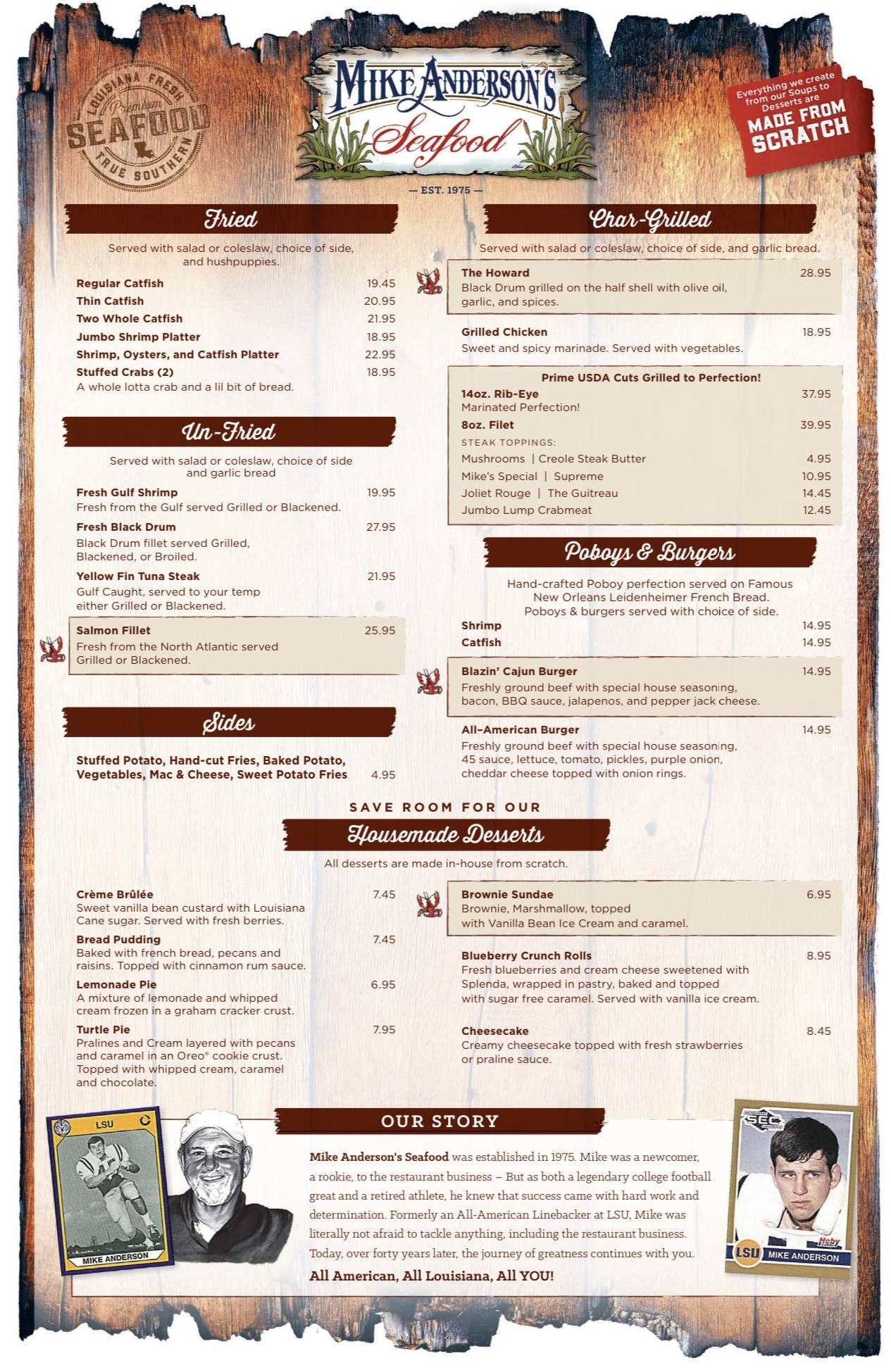 Menu at Mike Anderson's - Baton Rouge restaurant, Baton Rouge