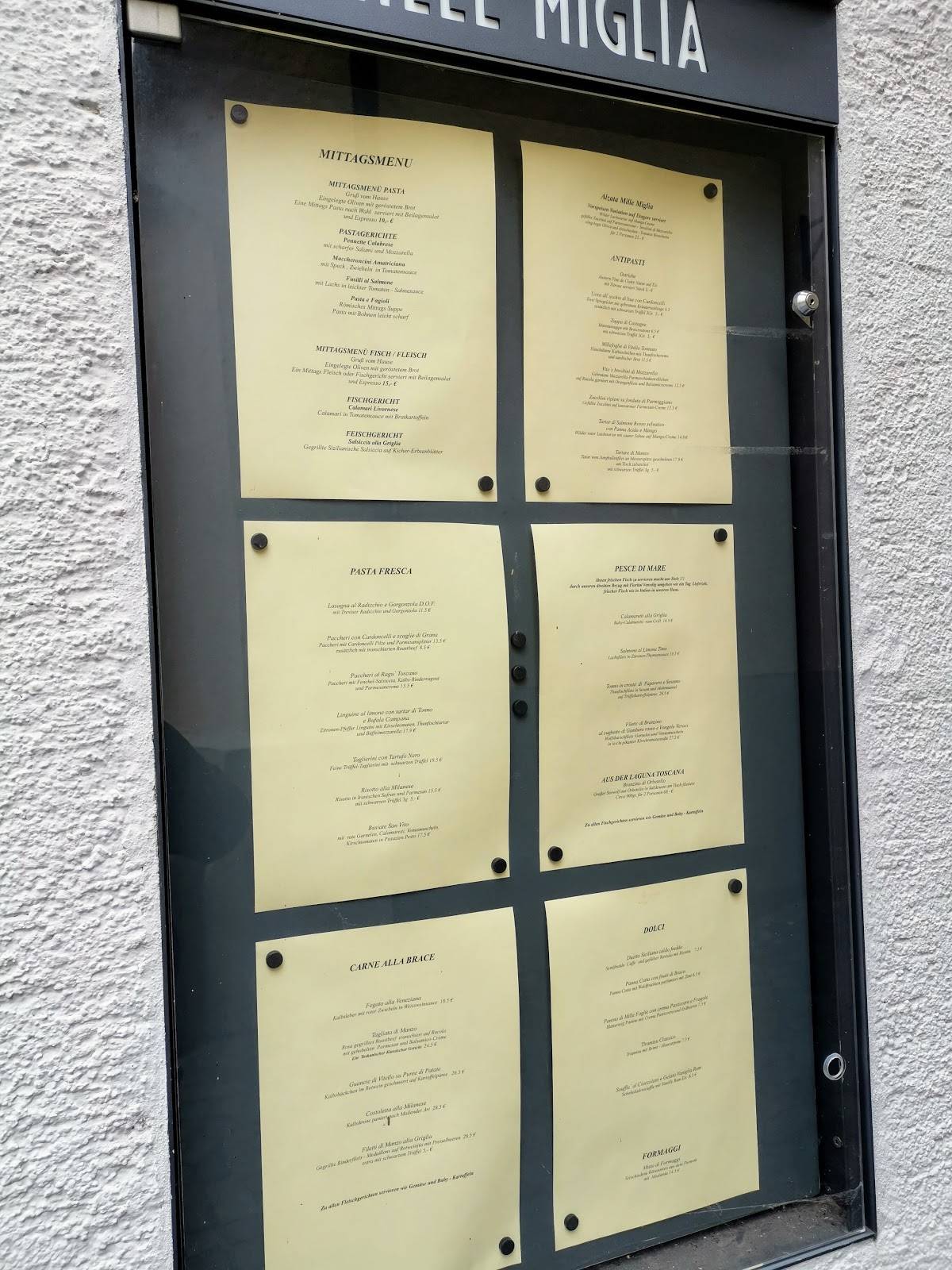 Speisekarte von Mille Miglia Augsburg pub & Bar, Augsburg