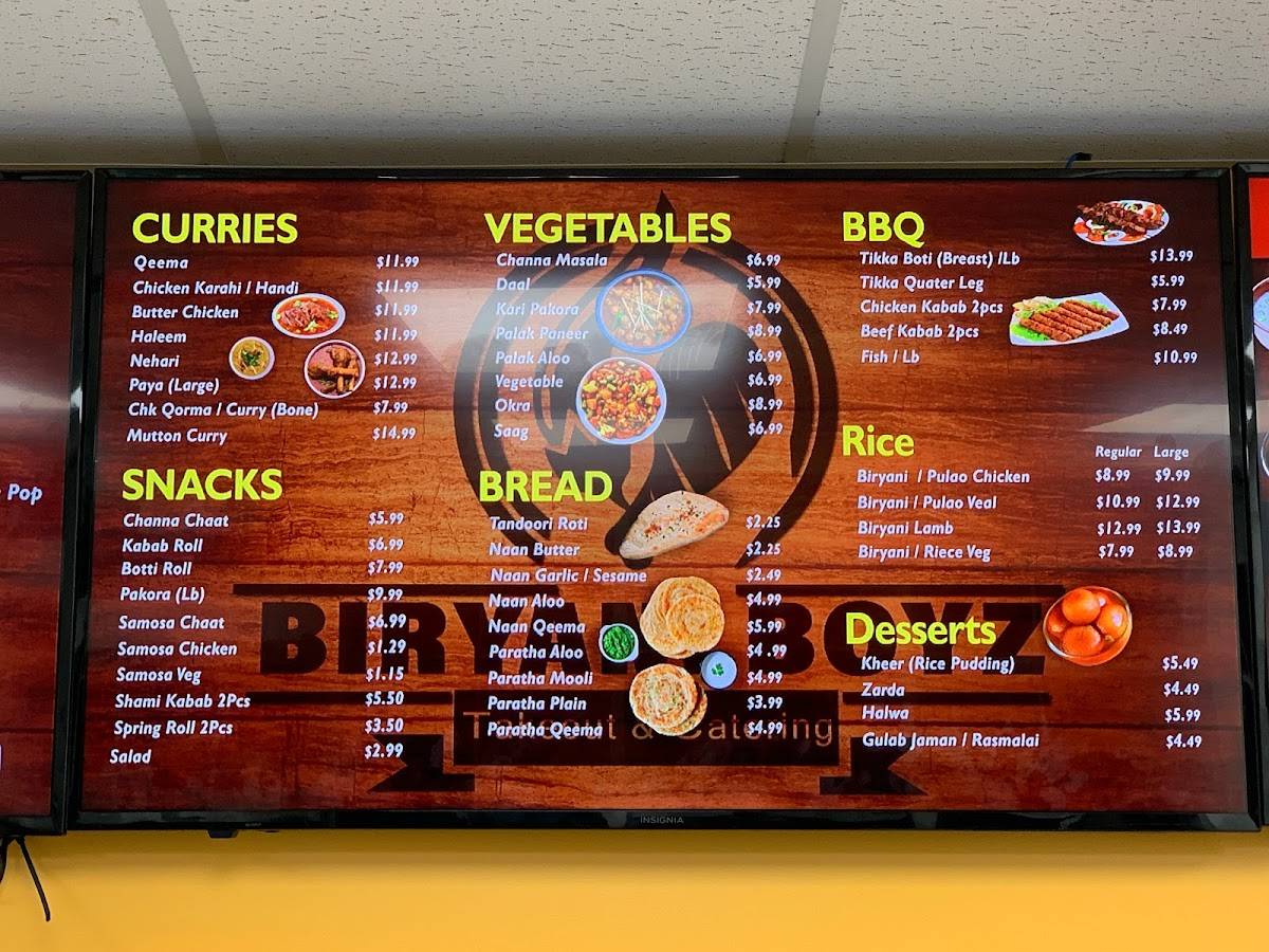 Menu at BIRYANI BOYZ restaurant, Milton
