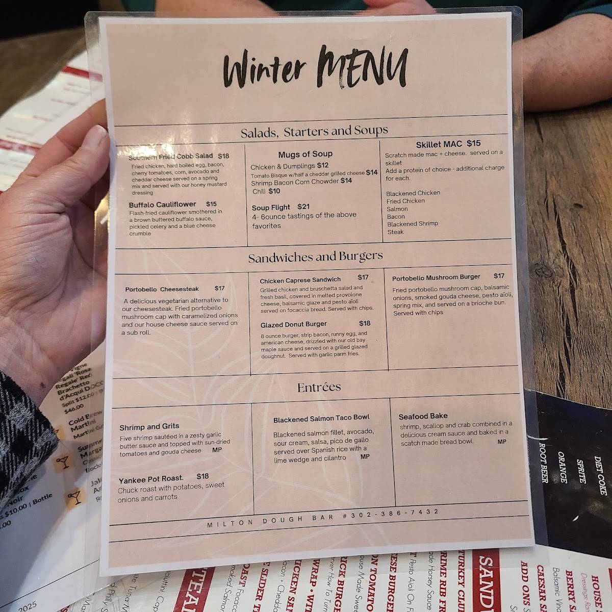 Menu at Milton Dough Bar, Milton