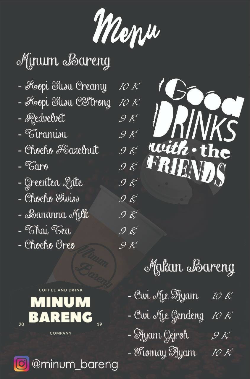 Menu at Minum Bareng, Malang